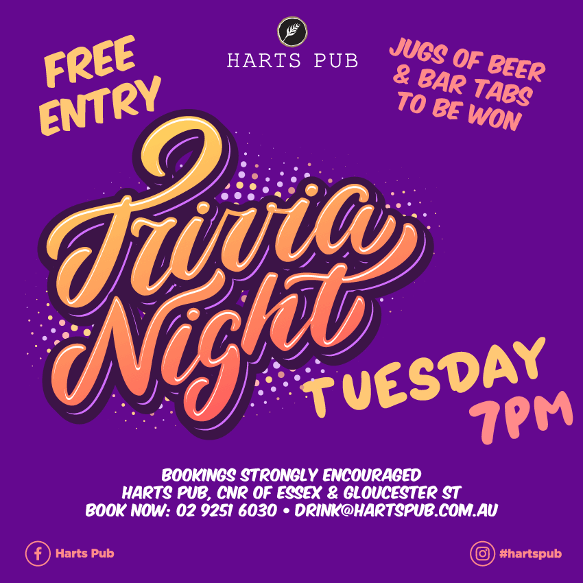 Trivia Night at Harts Pub | The Rocks
